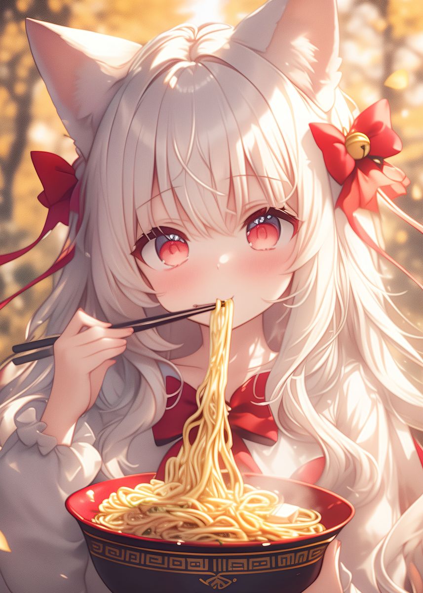 'Cute Ramen Anime Girl' Poster, picture, metal print, paint by ...