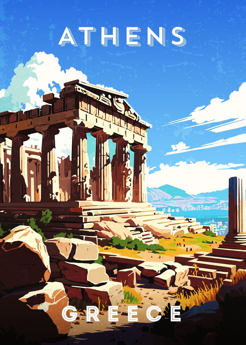 'Greece Athens' Poster, picture, metal print, paint by Moon Calendar ...