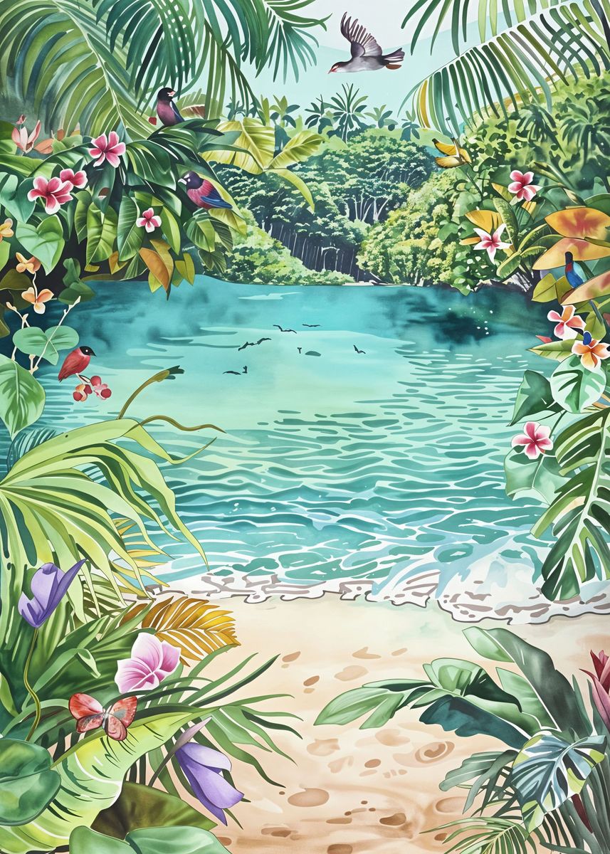 'Tropical Beach' Poster, picture, metal print, paint by Mark Vincent ...