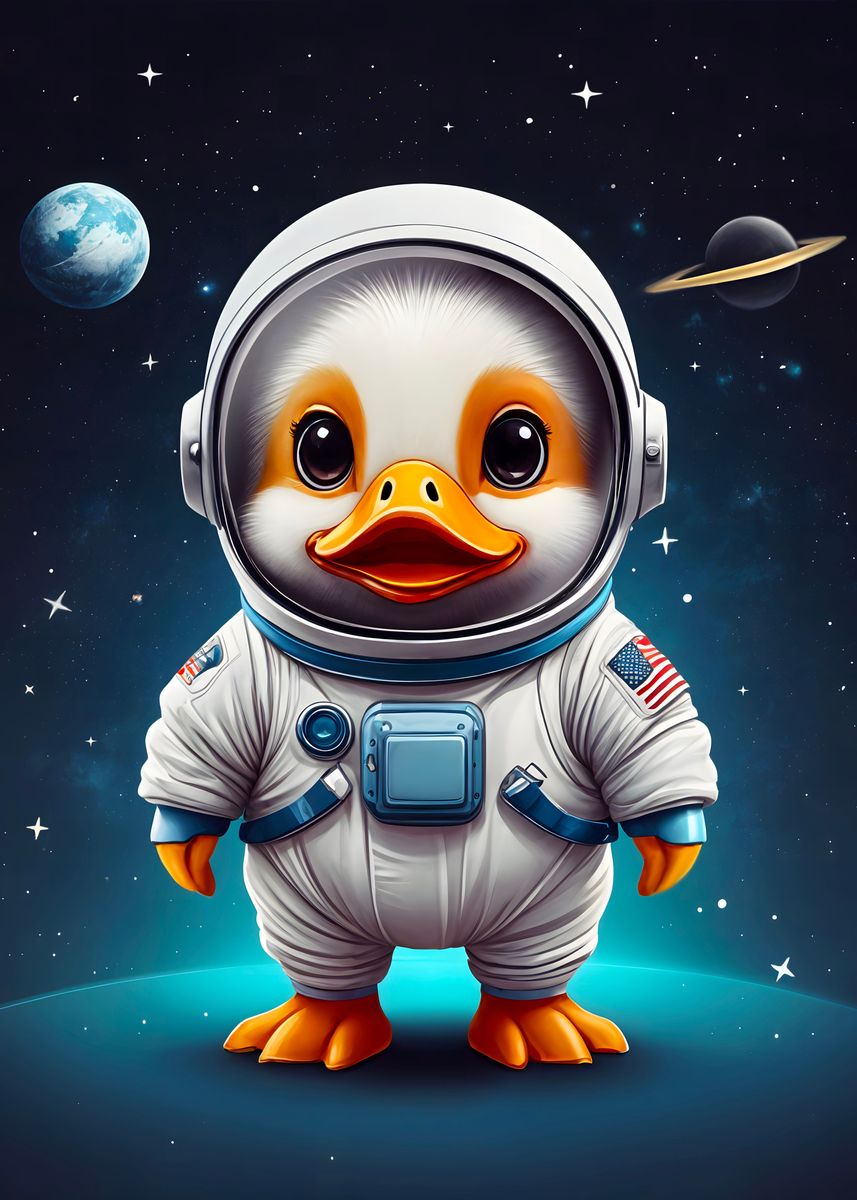 'Duck Astronaut' Poster, picture, metal print, paint by Illust Artz ...