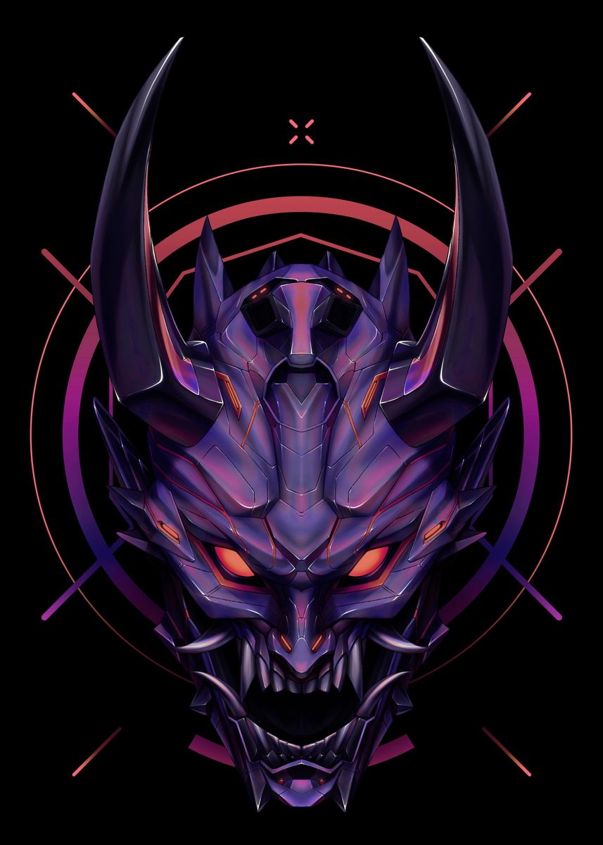 'Cyberpunk Demon Mask' Poster, picture, metal print, paint by Salny ...