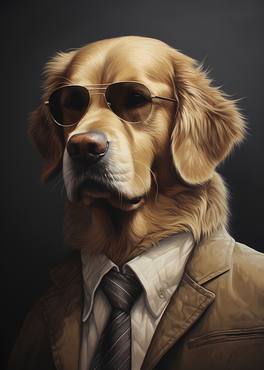 'Gentleman Retriever Puppy' Poster, picture, metal print, paint by ...