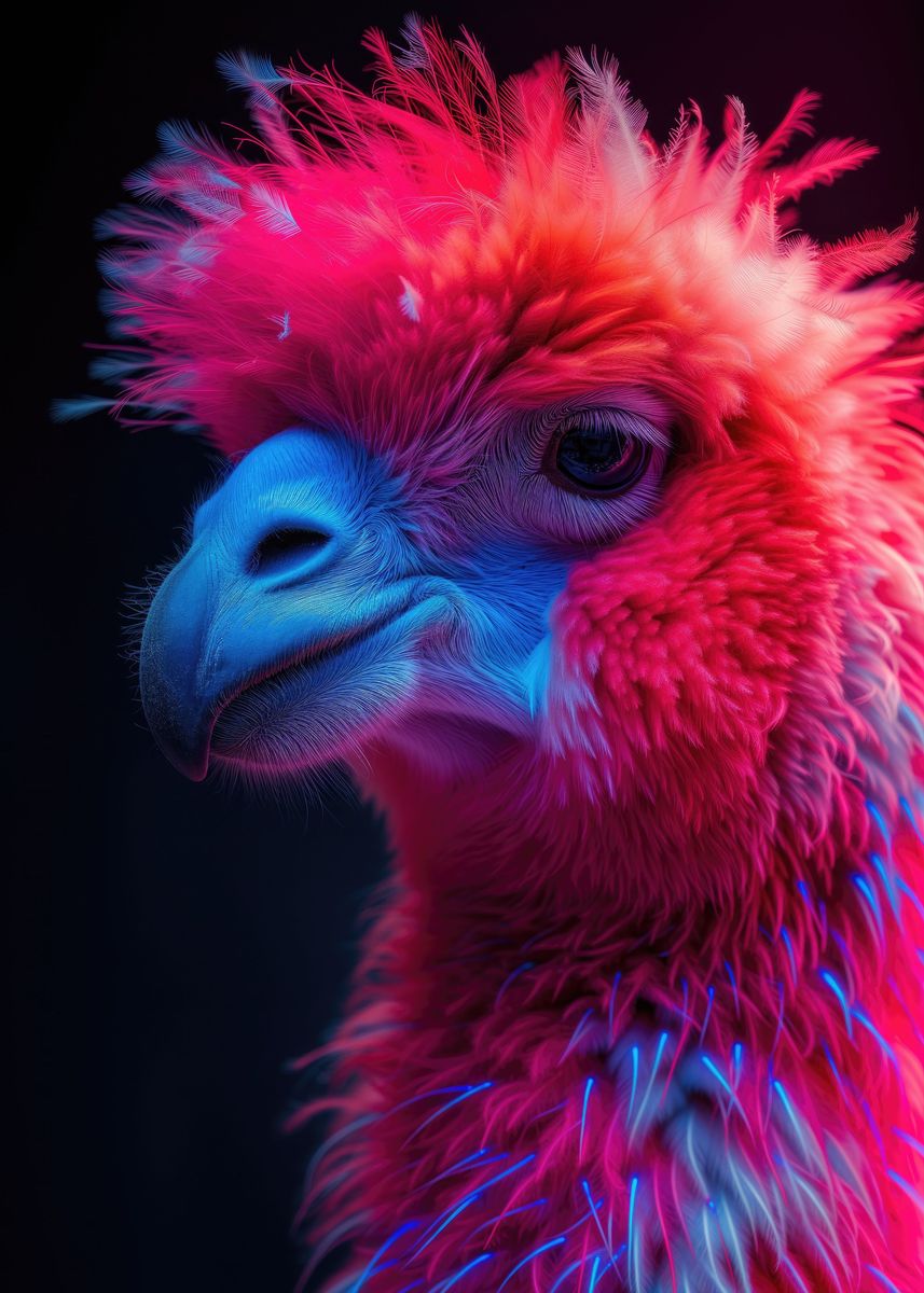 'Lama in neon' Poster, picture, metal print, paint by Artsynth | Displate