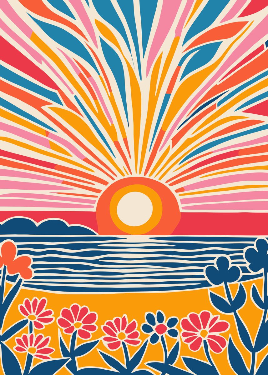 'Colorful Sunshine Scenic' Poster, picture, metal print, paint by ...