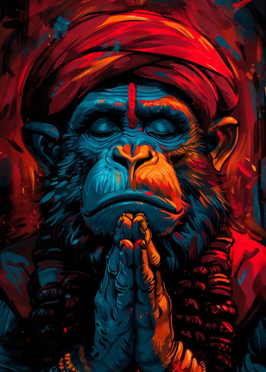 'Meditation of Hanuman' Poster, picture, metal print, paint by Michael ...