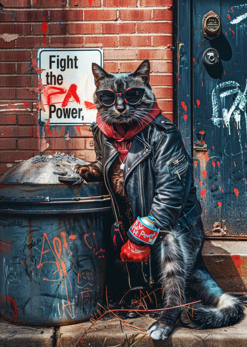 'Rebel Cat Power' Poster, picture, metal print, paint by Zach | Displate