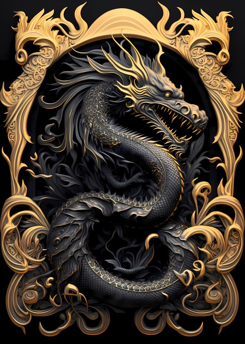 'Golden Dragon Lord Art' Poster, picture, metal print, paint by Luong ...