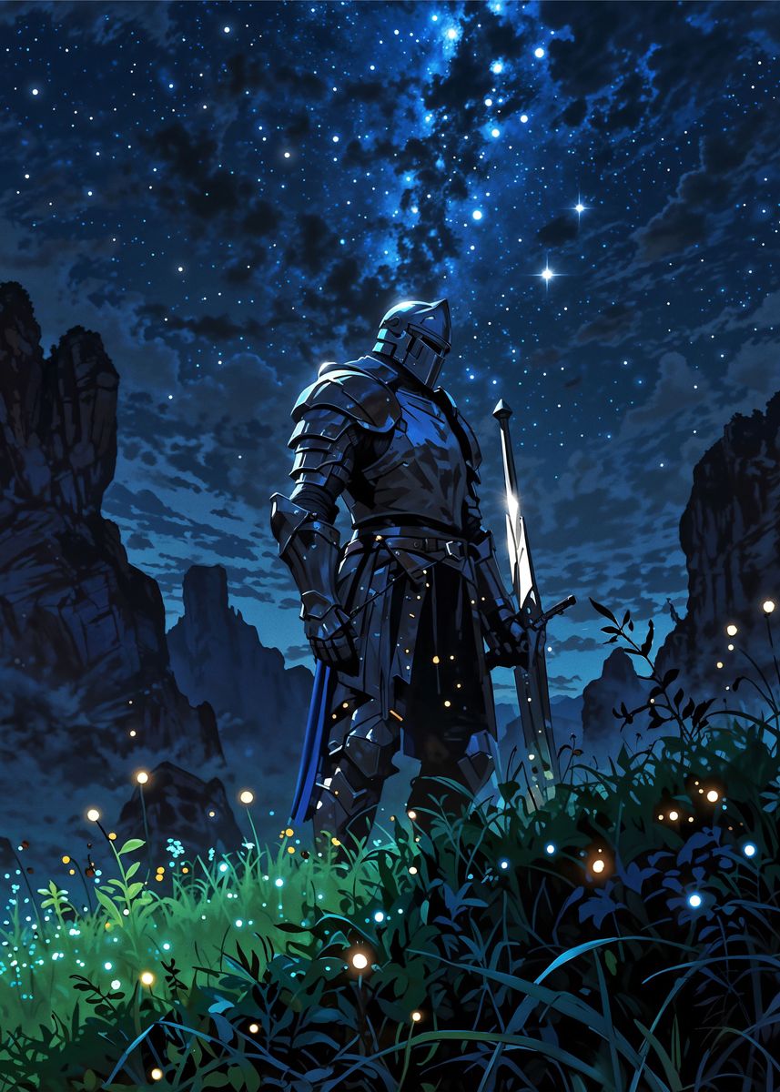 'The Knight Under the Stars' Poster, picture, metal print, paint by ...