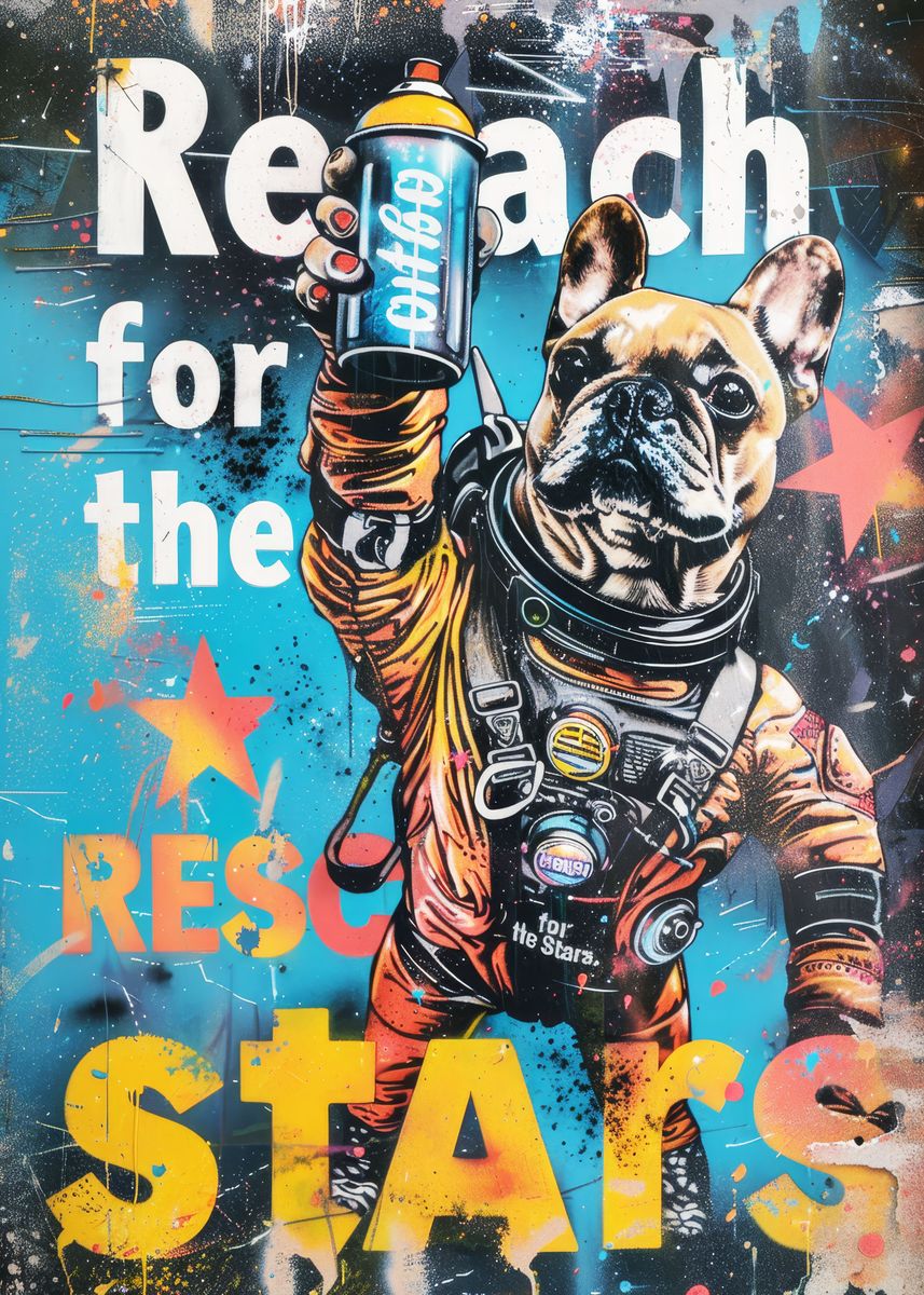 'Inspirational Graffiti Pup' Poster, picture, metal print, paint by ...