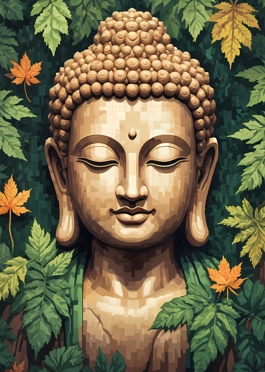 'Calm Buddha Pixel Art' Poster, picture, metal print, paint by Devang ...