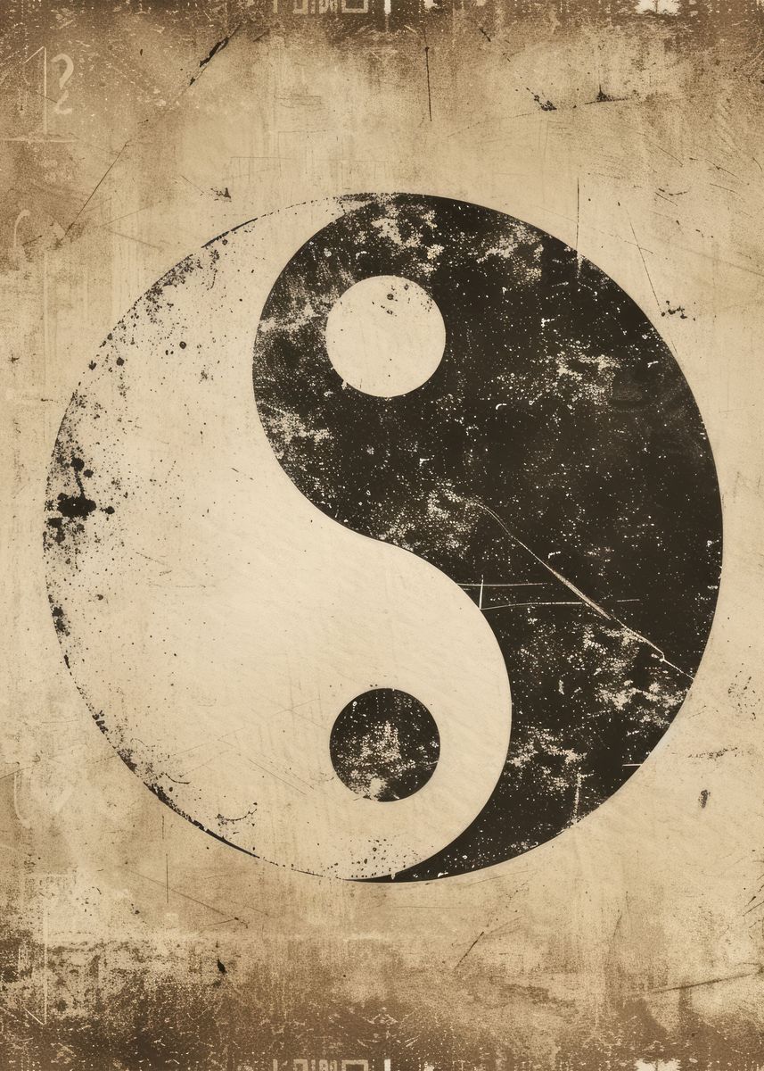 'Vintage Yin Yang Symbol' Poster, picture, metal print, paint by ...
