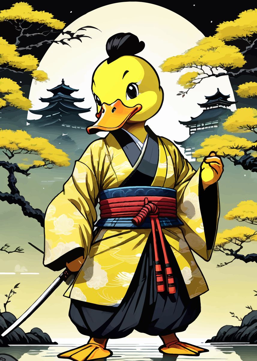 'Rubber Duck Samurai' Poster, picture, metal print, paint by MIROKU ...