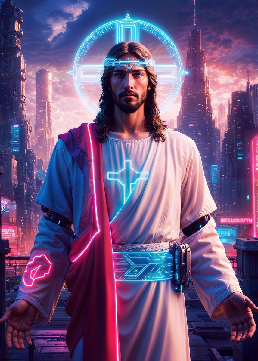 'Techno Messiah' Poster, picture, metal print, paint by sekarayu | Displate