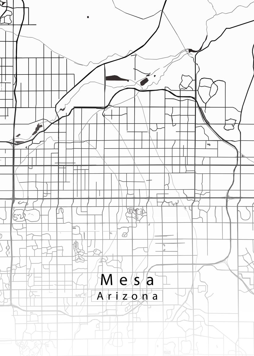 'Mesa Arizona Map white' Poster, picture, metal print, paint by Robin ...
