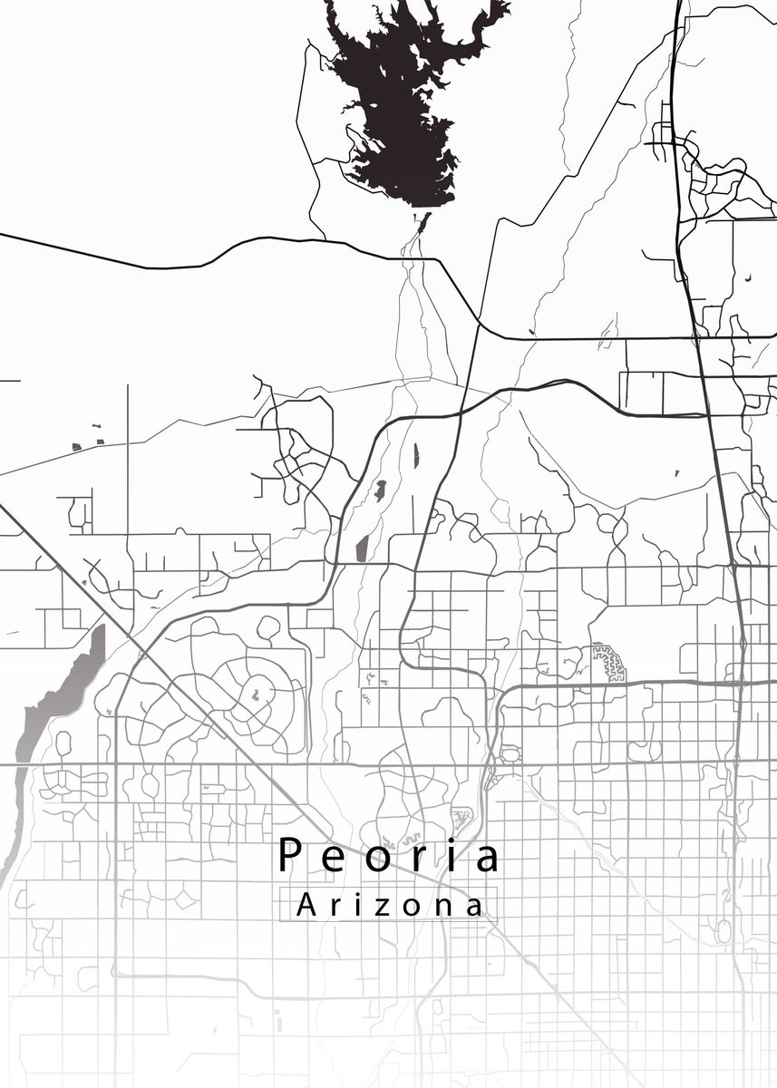 'Peoria Arizona Map white' Poster, picture, metal print, paint by Robin ...