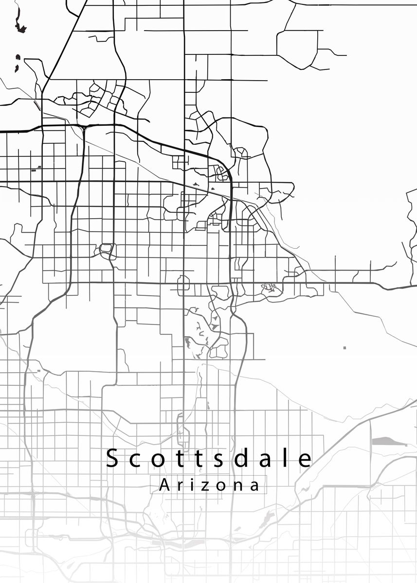 'Scottsdale Arizona Map' Poster, picture, metal print, paint by Robin ...