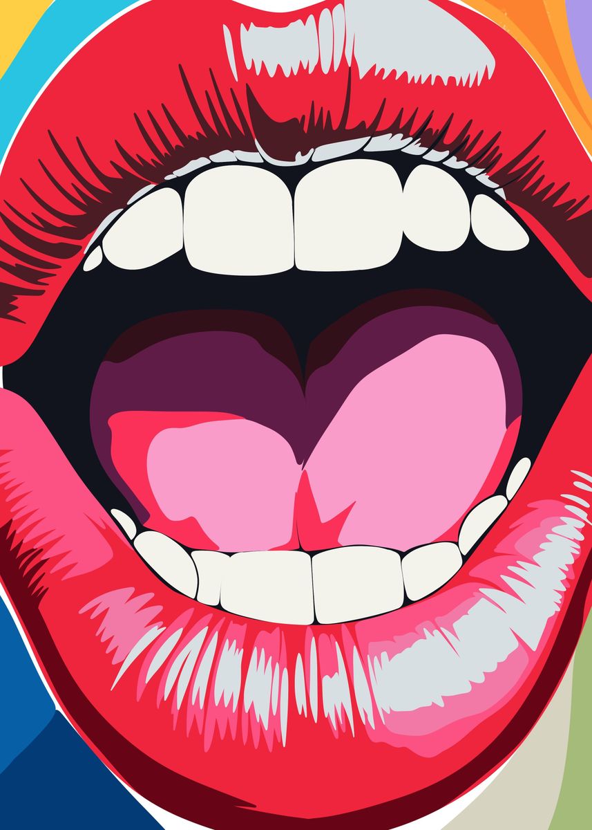 'Lips' Poster, picture, metal print, paint by Karin Studio | Displate