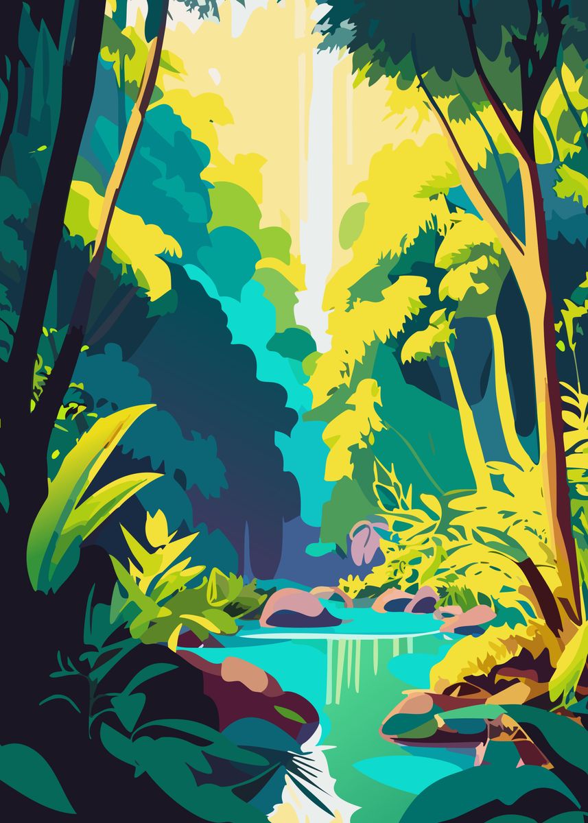 'Rainforest' Poster, picture, metal print, paint by Greg | Displate