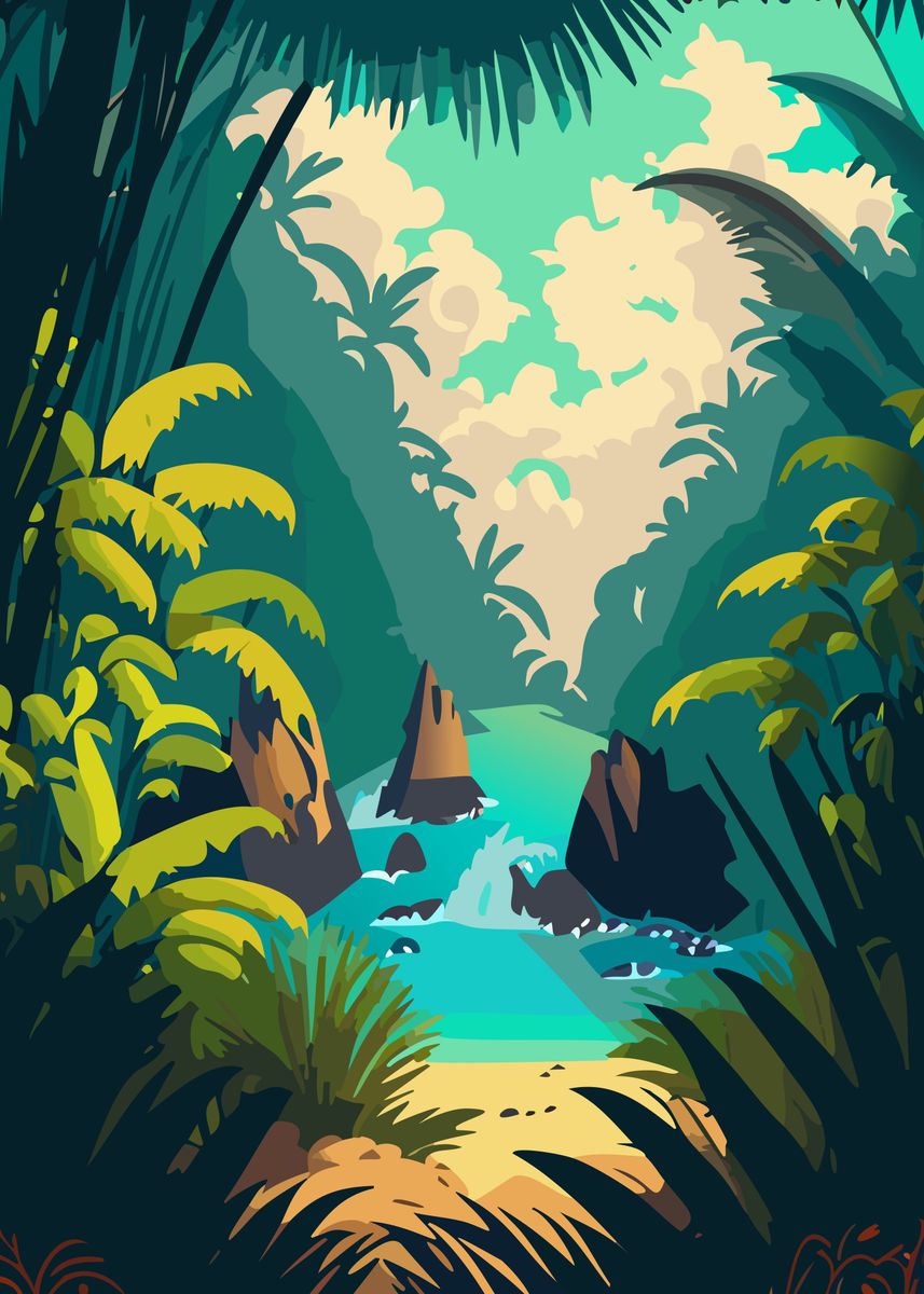 'Rainforest' Poster, picture, metal print, paint by Greg | Displate
