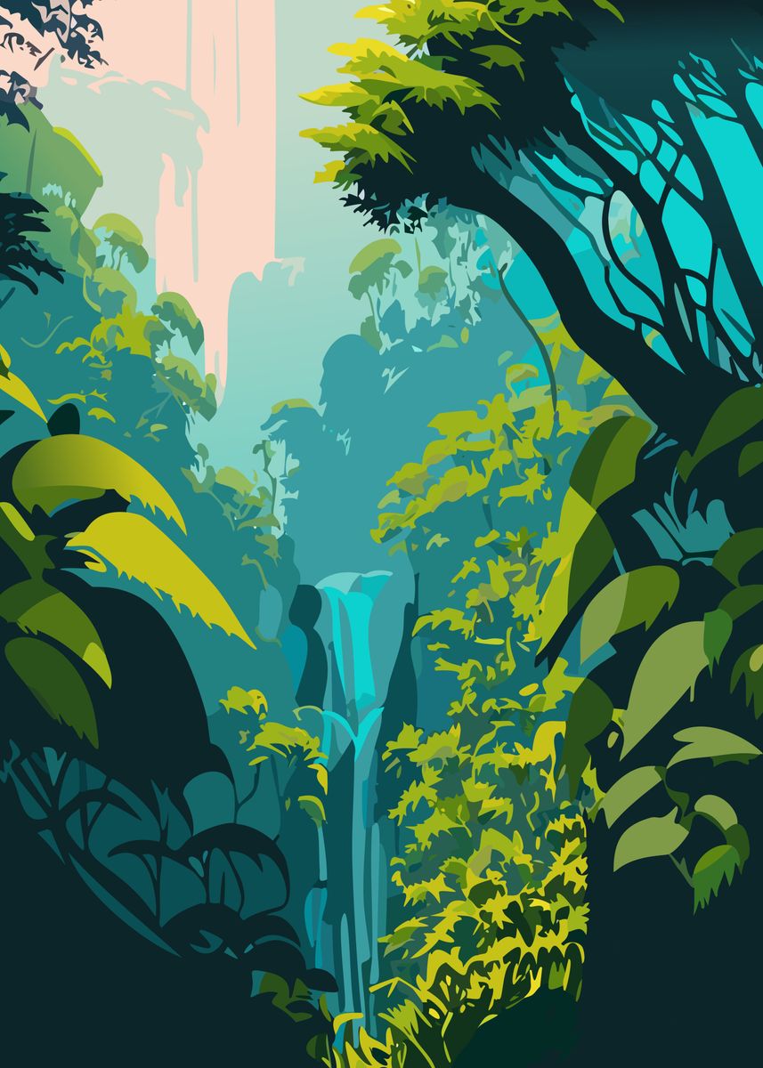 'Rainforest' Poster, picture, metal print, paint by Greg | Displate