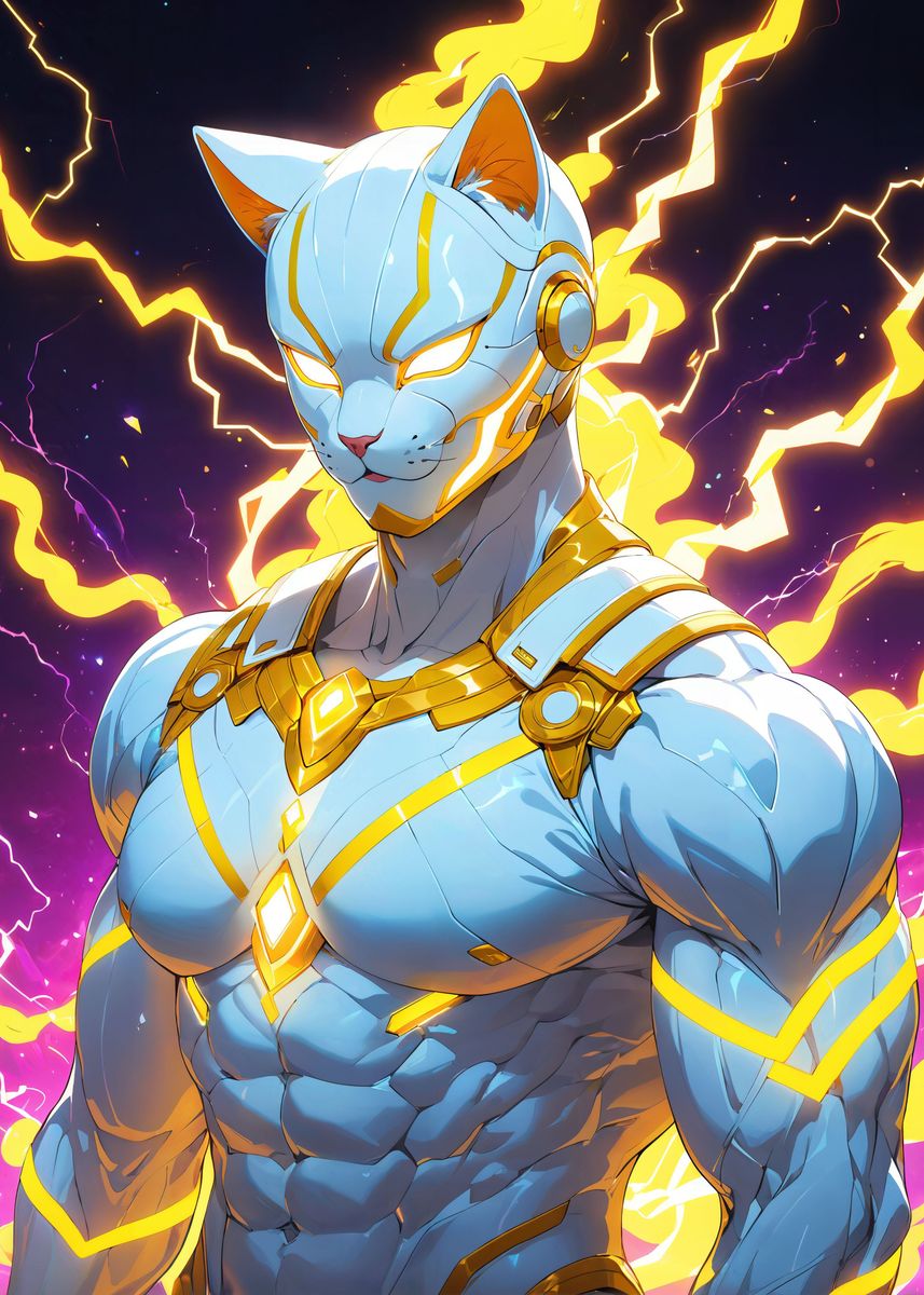 'flash light cat' Poster, picture, metal print, paint by aigoar | Displate