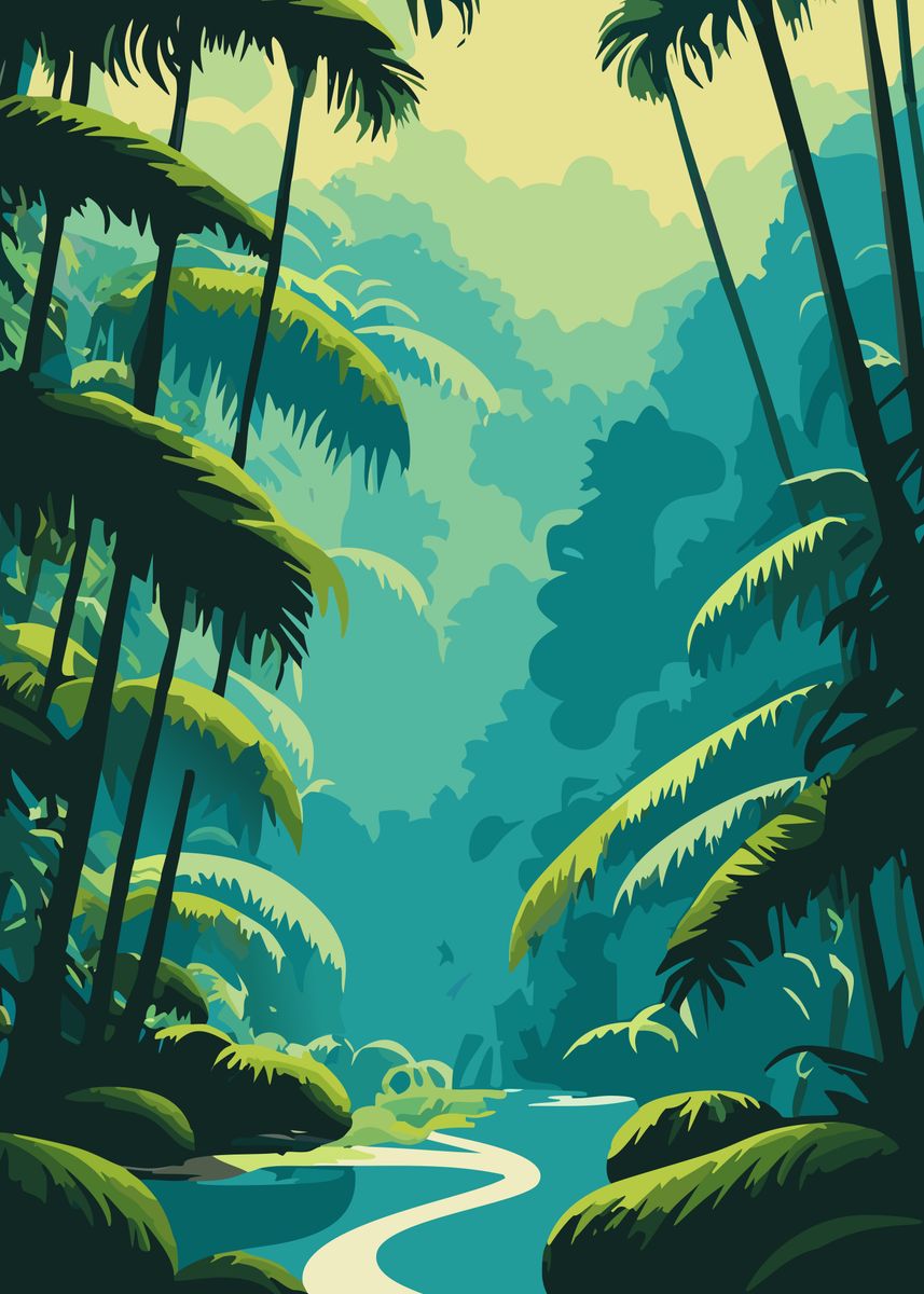 'Rainforest' Poster, picture, metal print, paint by Greg | Displate