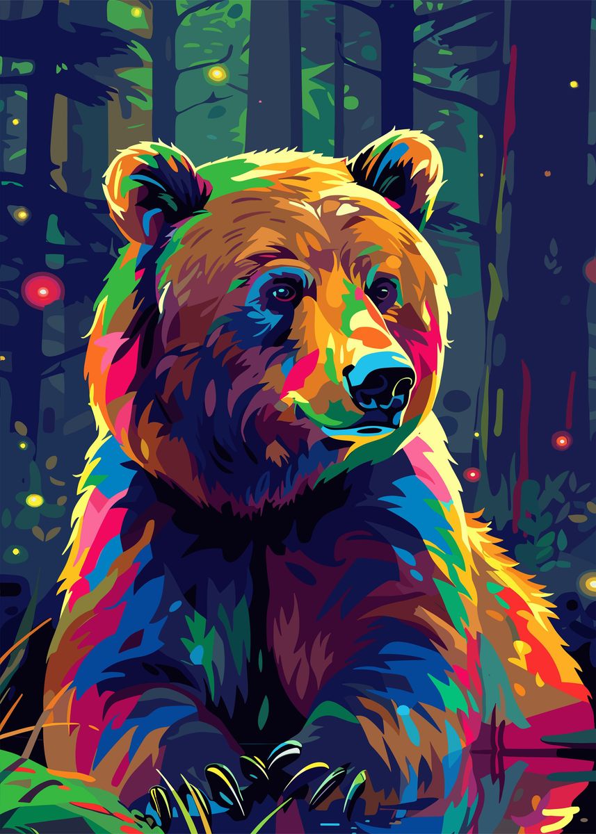 'Bear in Forest' Poster, picture, metal print, paint by Coffee Design ...