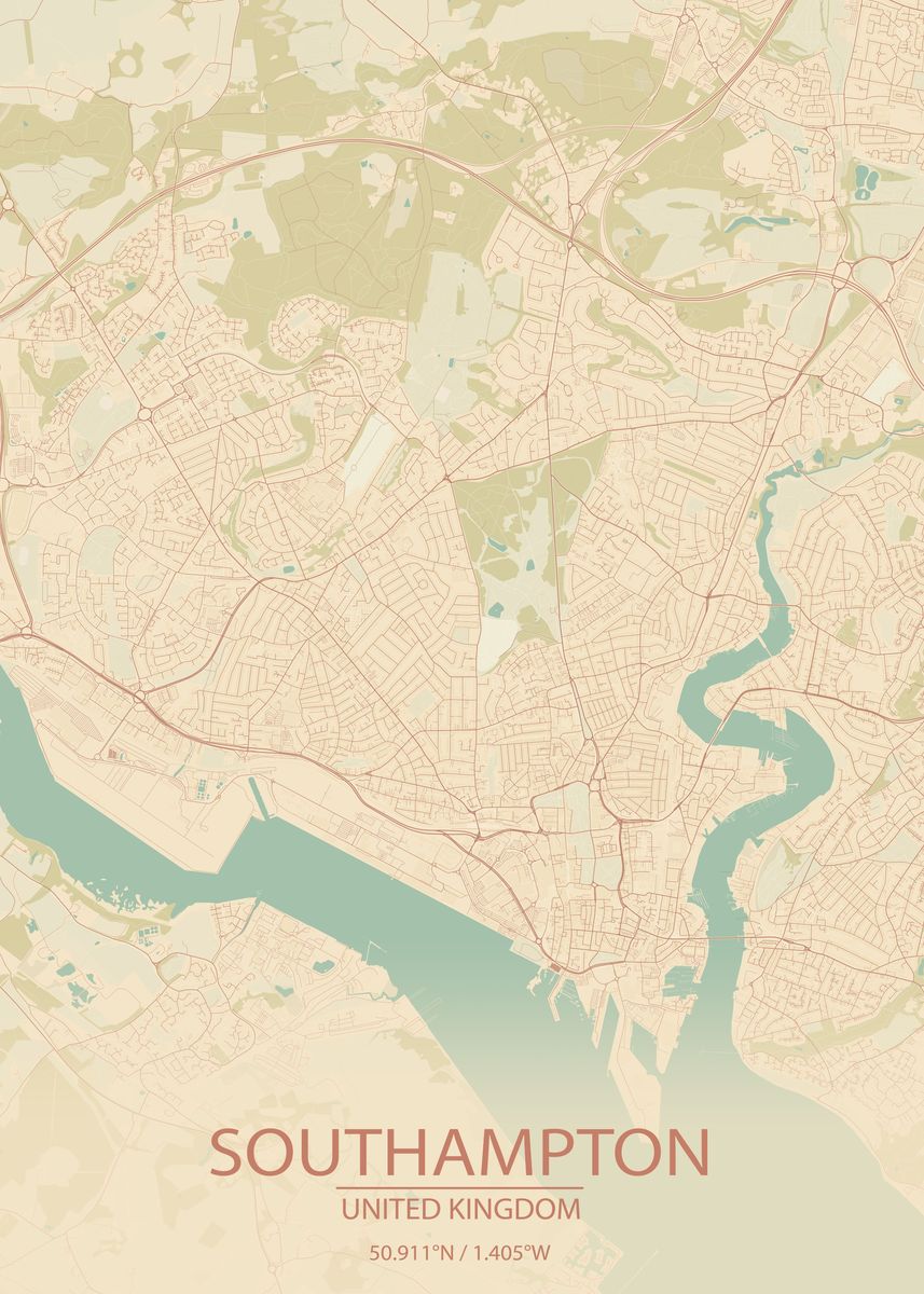 'Southampton UK City Map' Poster, picture, metal print, paint by Wall ...