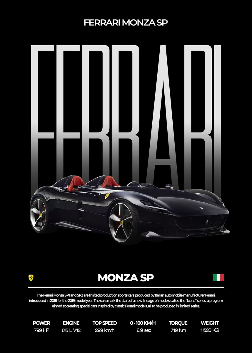 'Ferrari Monza SP' Poster, picture, metal print, paint by Conceptual ...