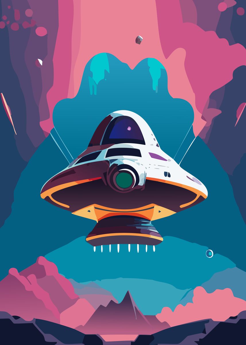 'Alien Spaceship' Poster, picture, metal print, paint by Greg | Displate