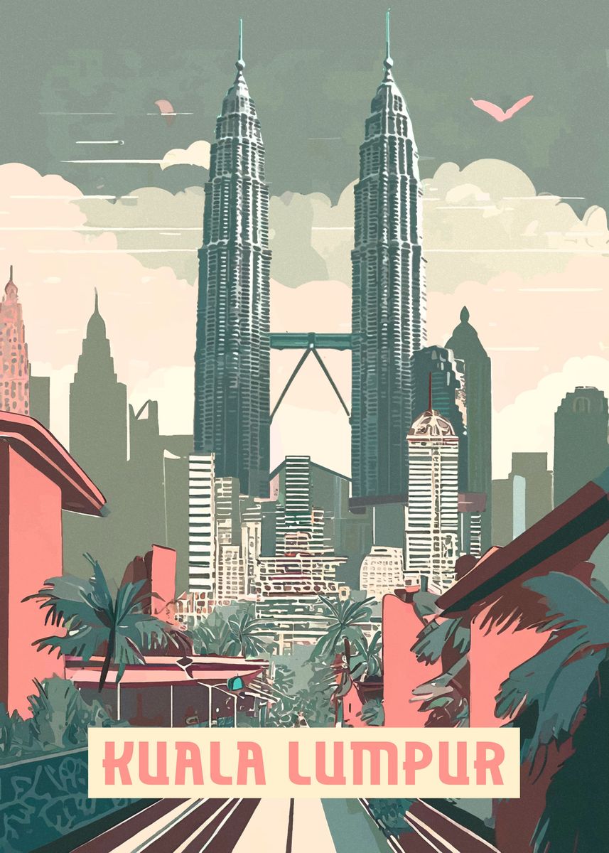 'Kuala Lumpur' Poster, picture, metal print, paint by Bo Kev | Displate