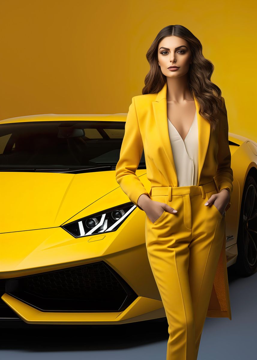 'Girl and Lamborghini car' Poster, picture, metal print, paint by Roman ...