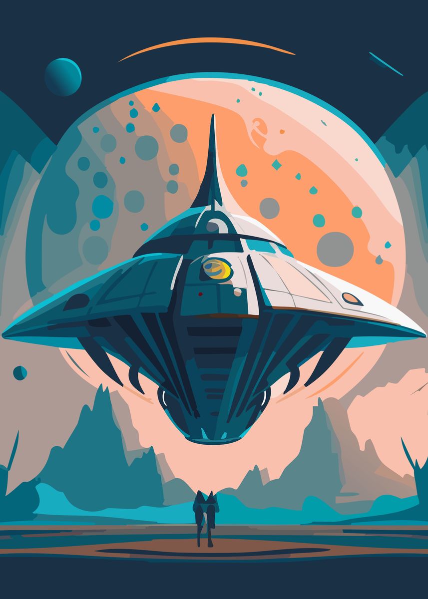 'Alien Spaceship' Poster, picture, metal print, paint by Greg | Displate