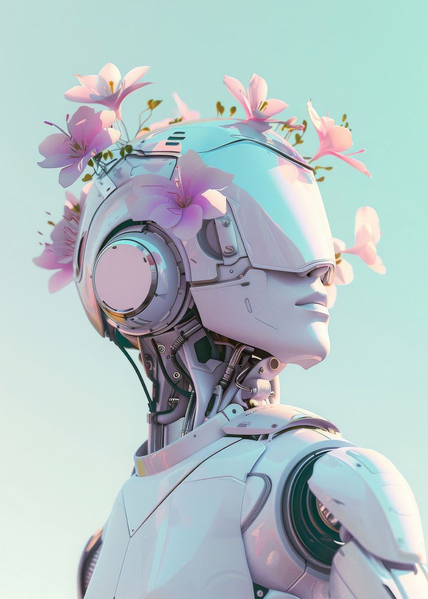 'Pastel Human droid flower' Poster, picture, metal print, paint by ...