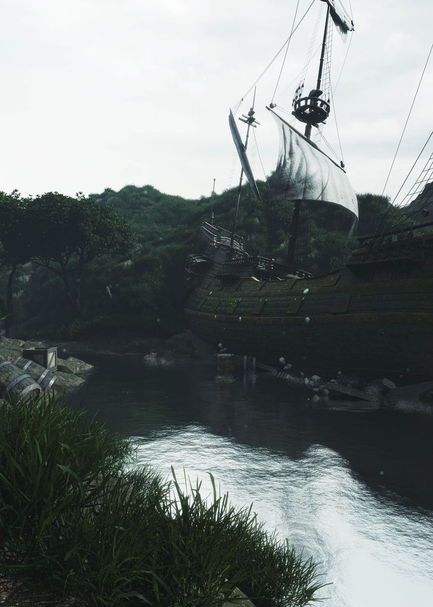 'Ship Wreck Island' Poster, picture, metal print, paint by Shaheen Khan ...