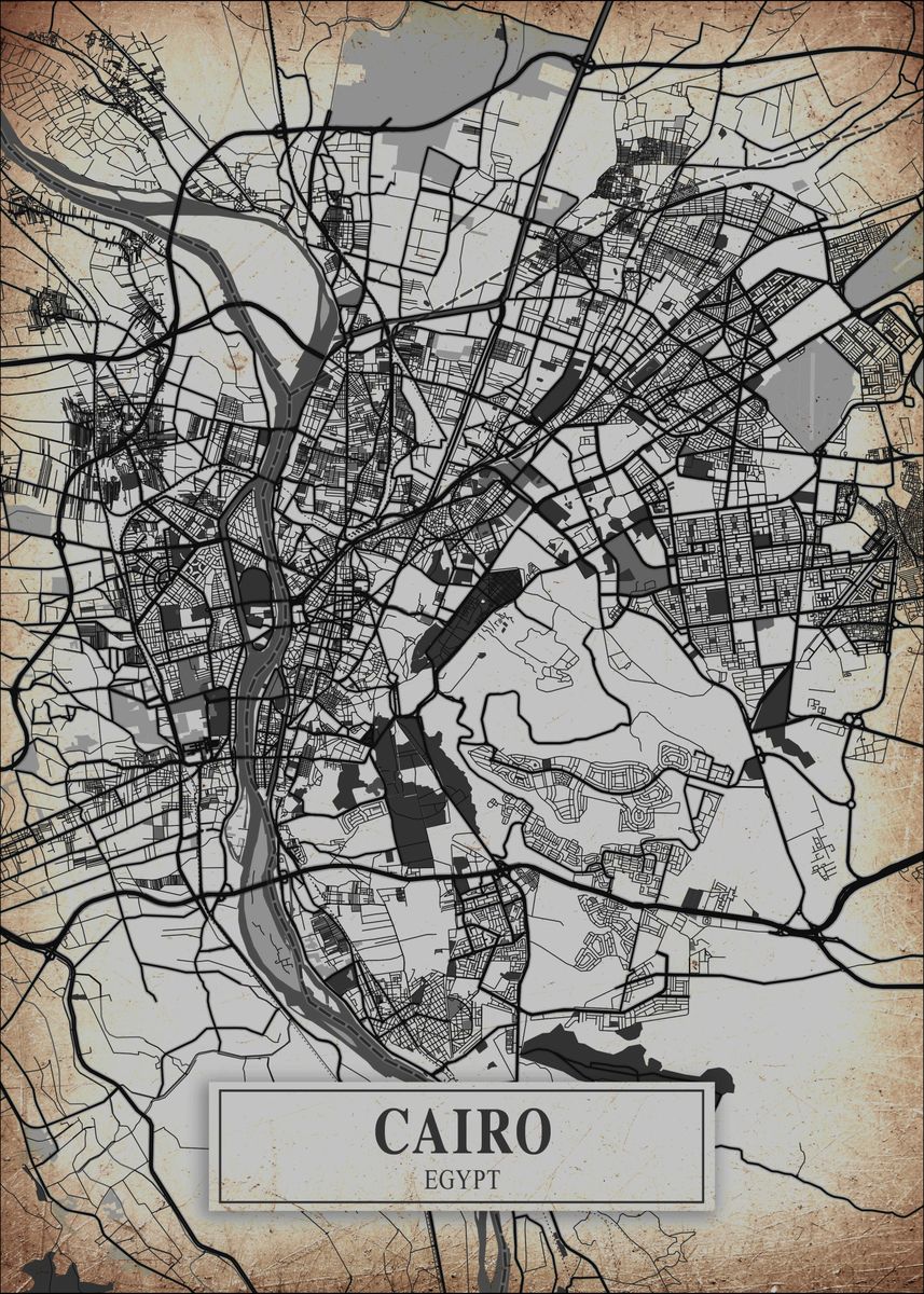'Cairo Egypt City Map' Poster, picture, metal print, paint by Artbe ...