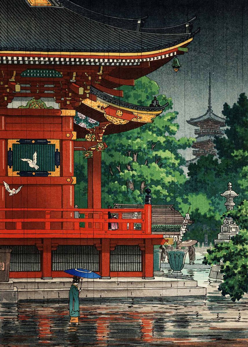 'Asakusa Kannondo Temple' Poster, picture, metal print, paint by Takeda ...
