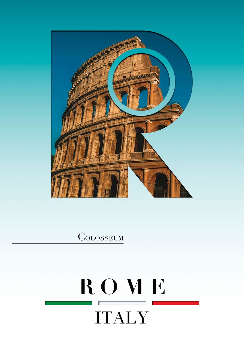 'Colosseum Italy Letter R' Poster, picture, metal print, paint by ...