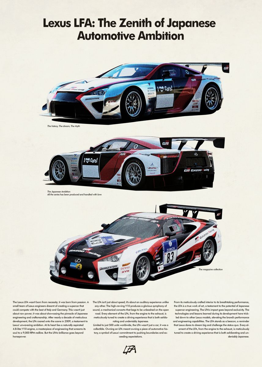 'Lexus LFA Race Cars' Poster, picture, metal print, paint by Aliigal ...