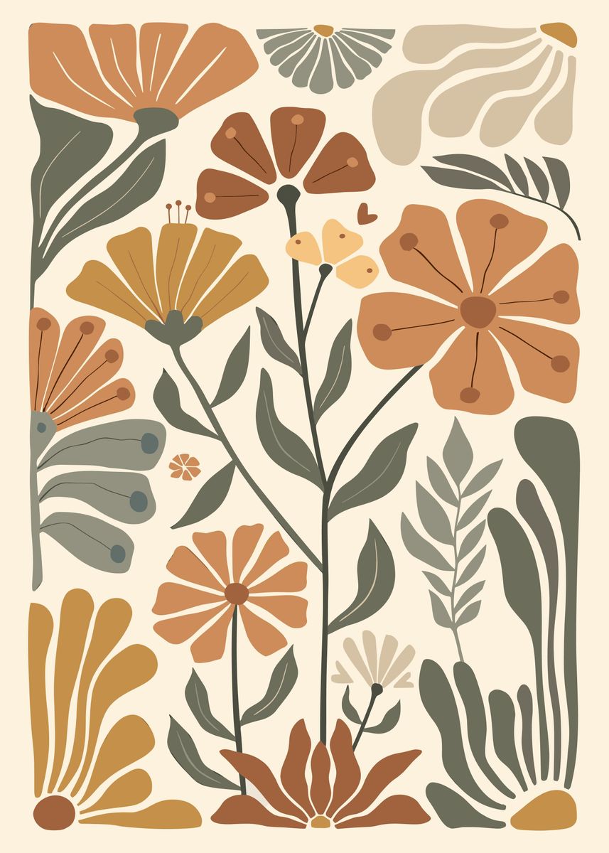 'Abstract Floral Botanical' Poster, picture, metal print, paint by ...