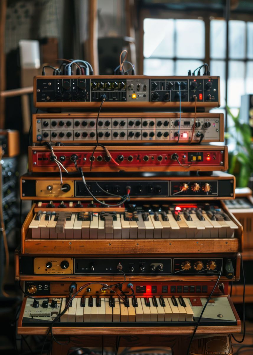 'Retro Synth Symphony' Poster, picture, metal print, paint by ...