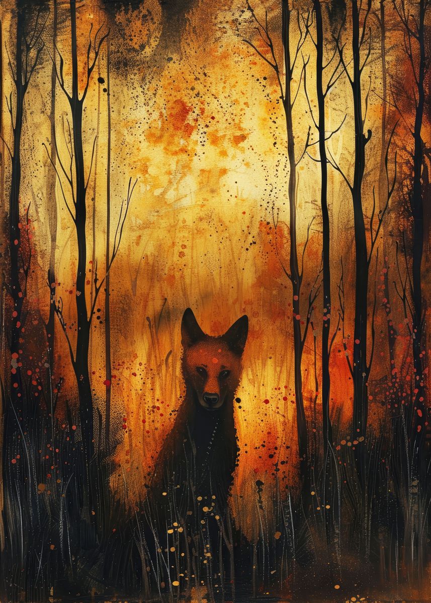 'Firelit Dingo' Poster, picture, metal print, paint by Mezma and ...