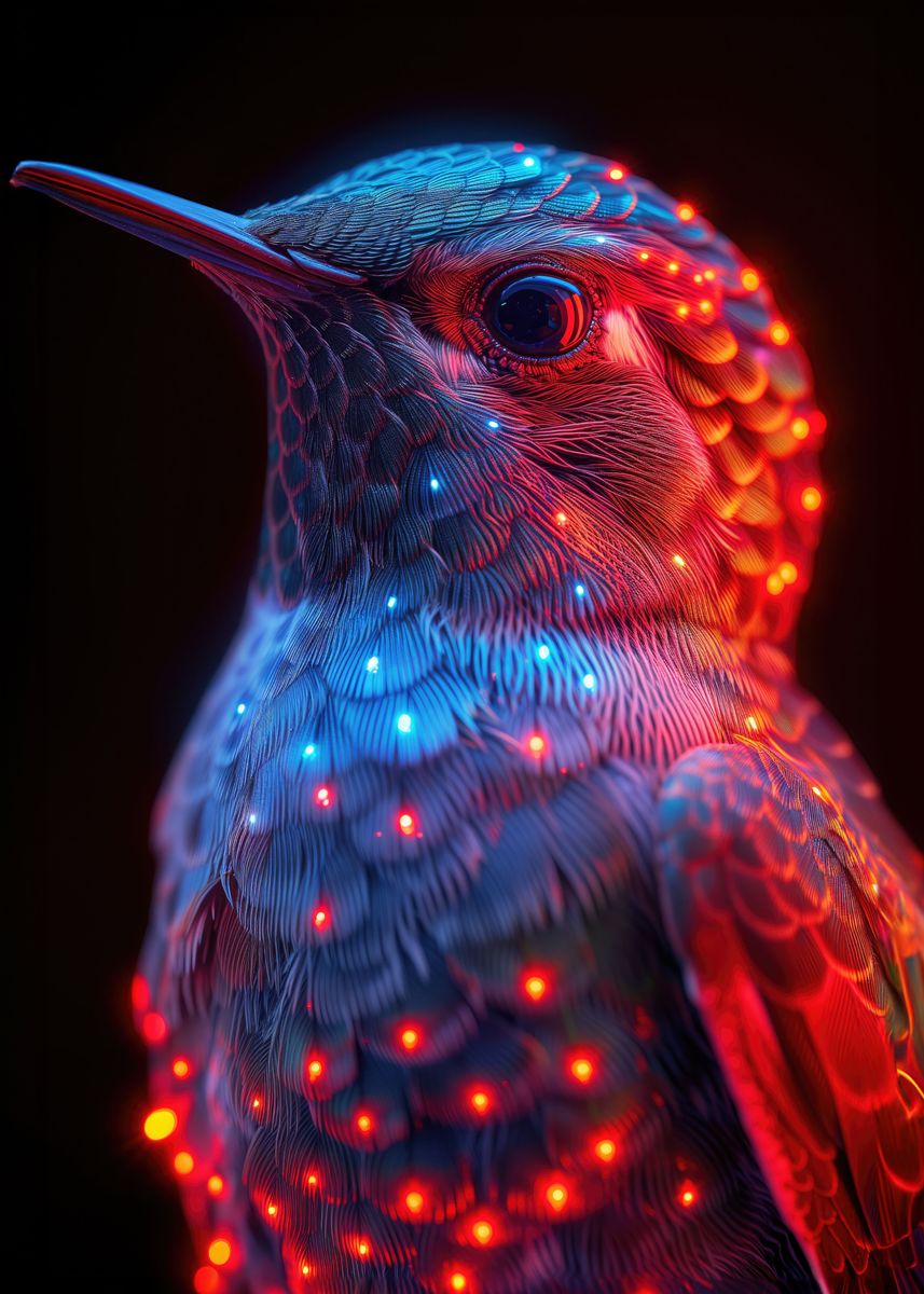'Birds in Neon' Poster, picture, metal print, paint by Artsynth | Displate
