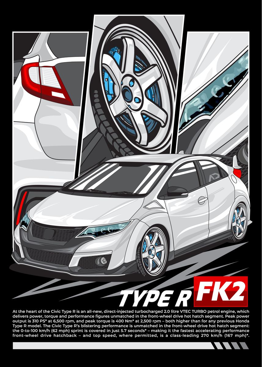 'FK2 Type R' Poster, picture, metal print, paint by Alfian Dwi | Displate