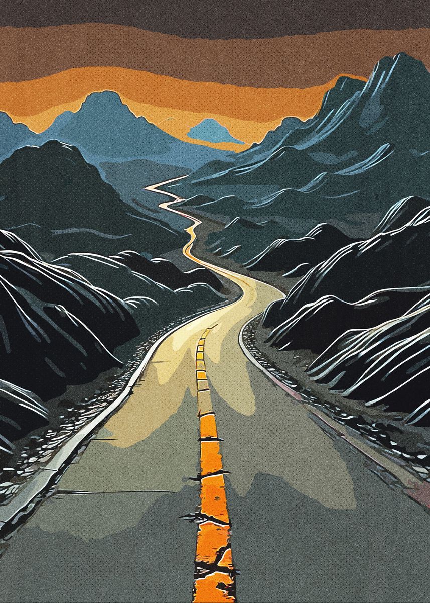'Mountain Road ' Poster, picture, metal print, paint by Hamka Risha ...