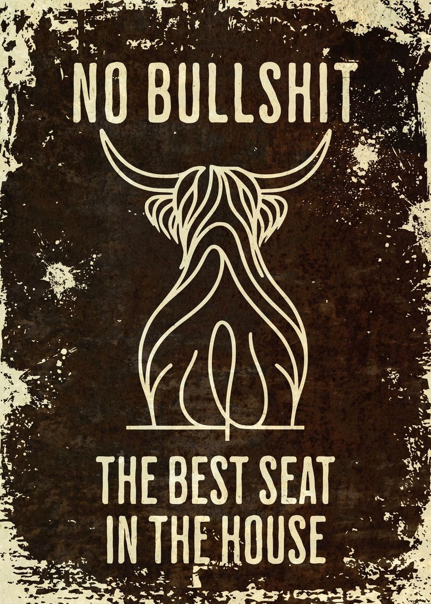 'Funny Bathroom No BS Sign' Poster, picture, metal print, paint by ...