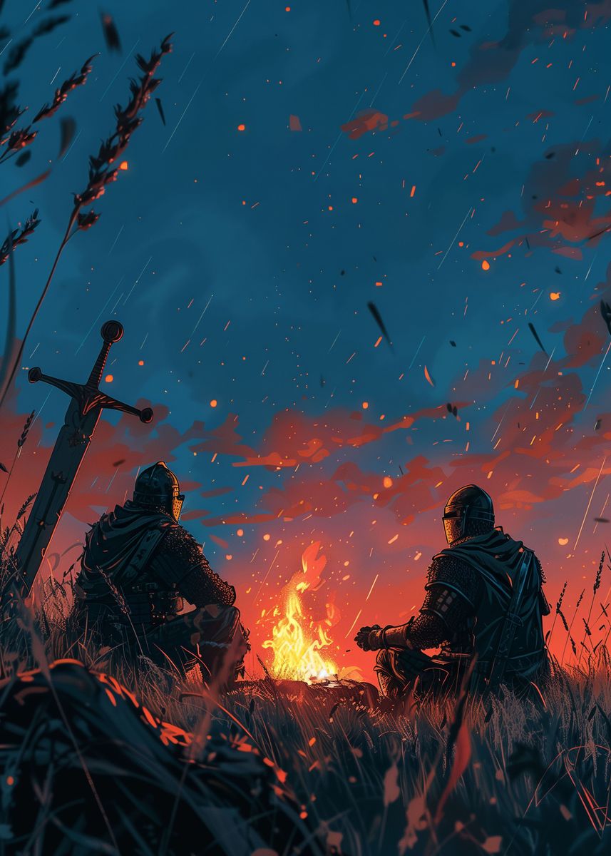 'two knight warrior' Poster, picture, metal print, paint by OMEGA FAUNA ...