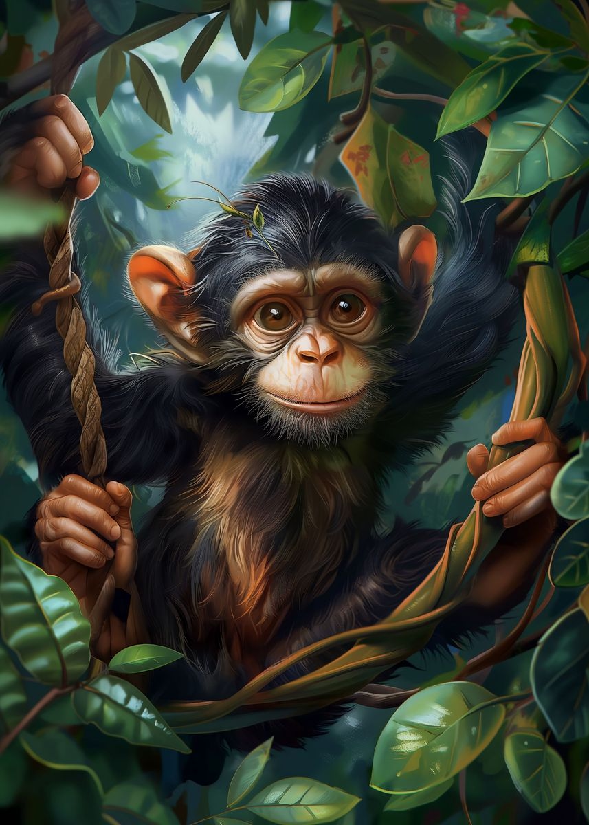 'Monkeys Mischief' Poster, picture, metal print, paint by Rawbin | Displate