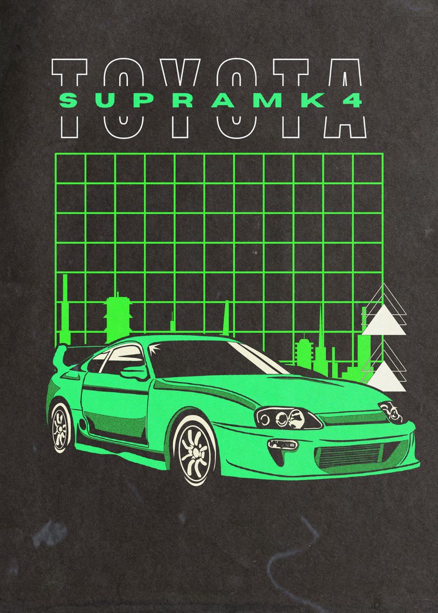 'Green Toyota Supra MK4' Poster, picture, metal print, paint by Vizio ...