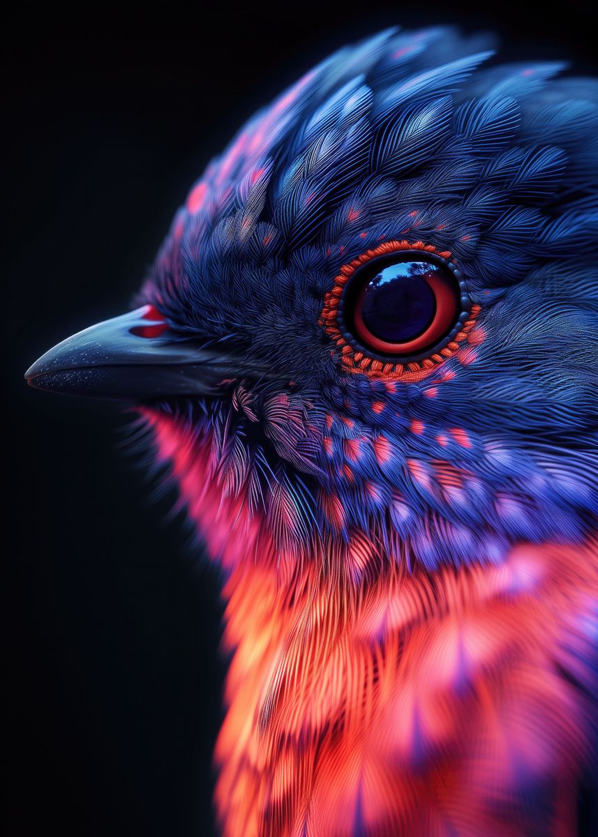 'Birds in Neon' Poster, picture, metal print, paint by Artsynth | Displate